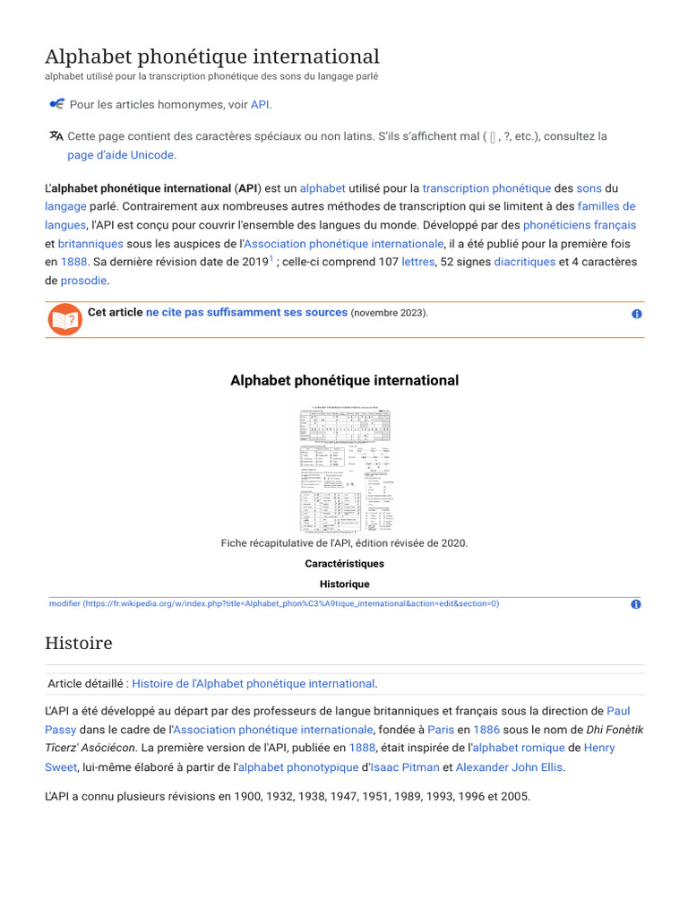 Alphabet Phonétique International (API) | PDF | Phonologie | Accent tonique