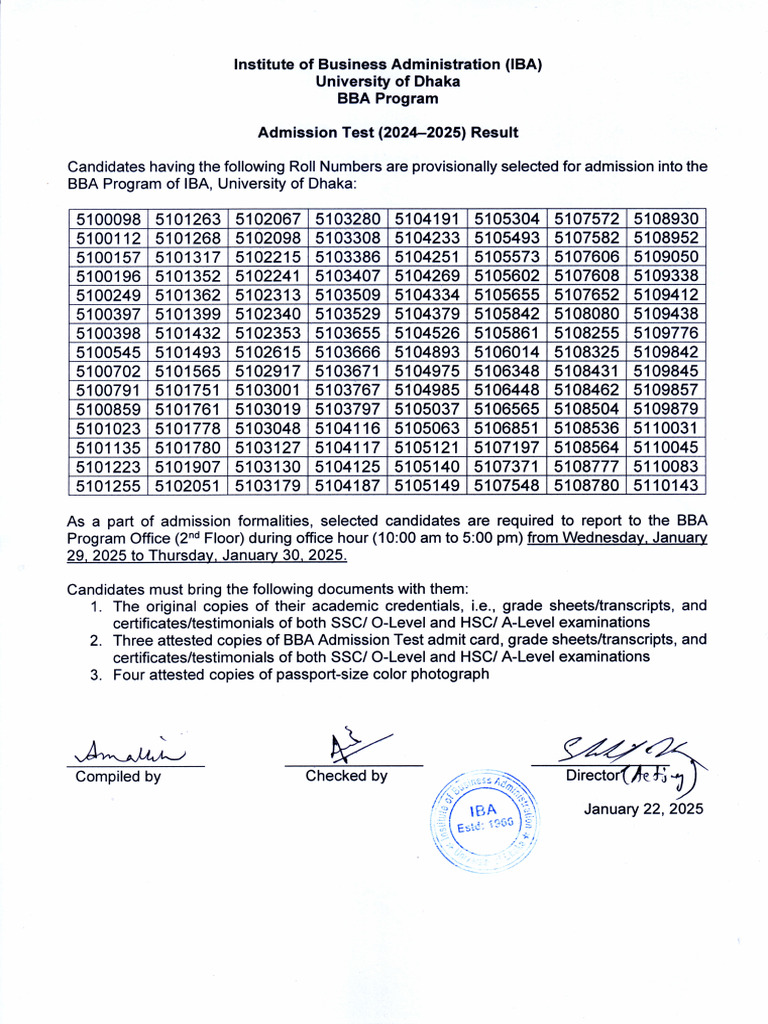 IBA BBA Final Result 2024-25 | PDF