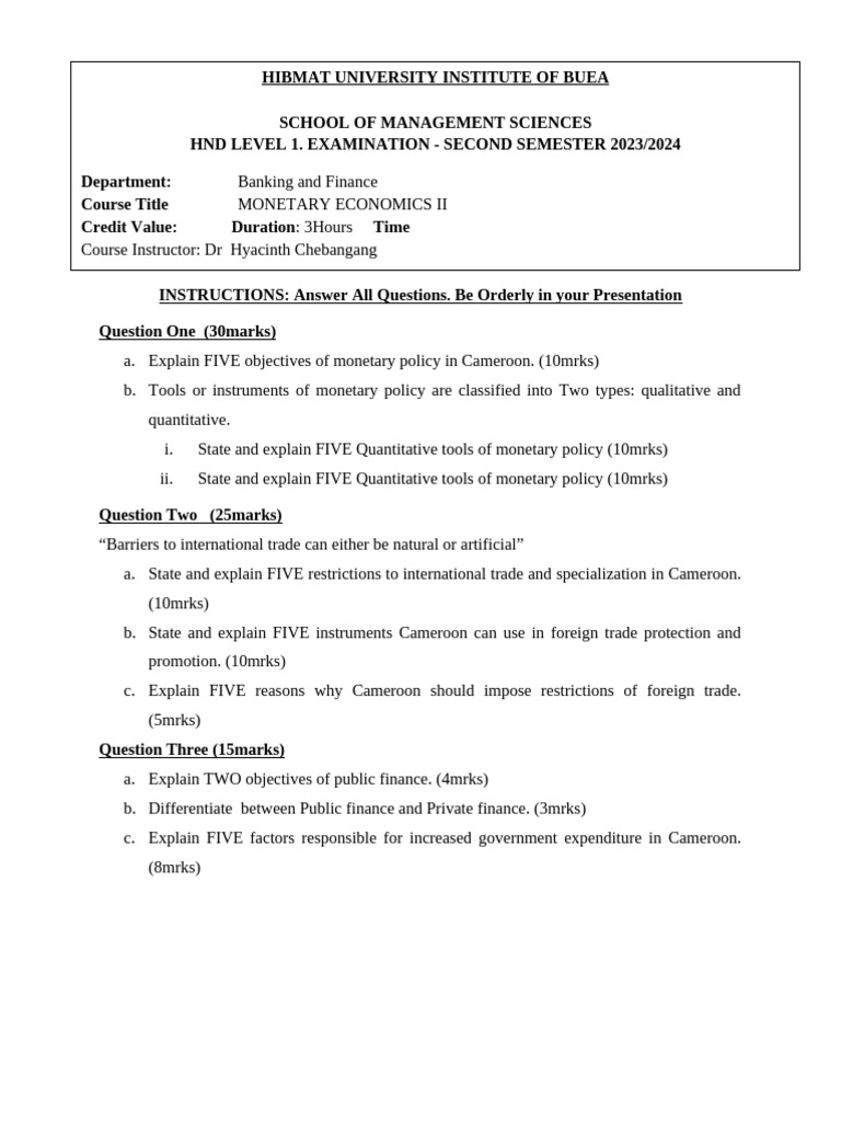 Monetary Economica Ii - Exam - 2024 - Hibmat Dla | PDF