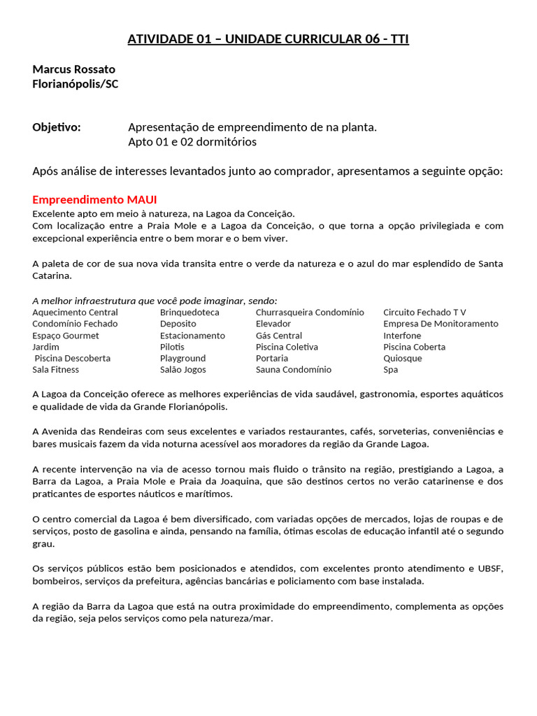 Atividade 01 - UC6 | PDF