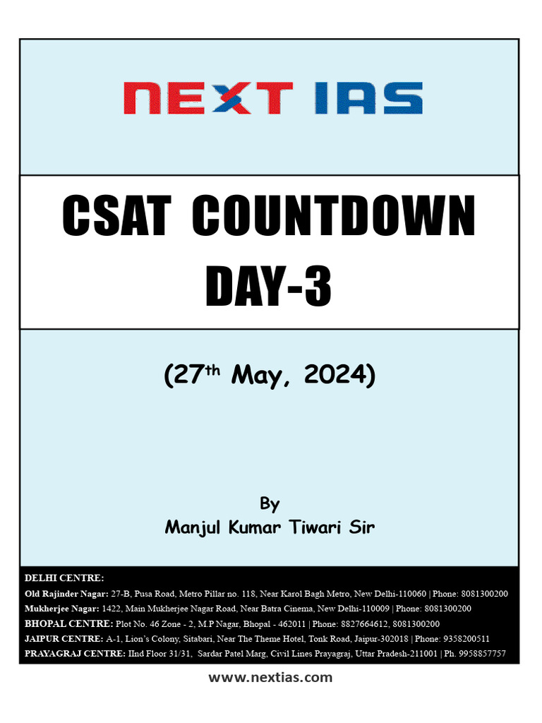 CSAT COUNTDOWN DAY-3 - Ques.+Expln. - Final | PDF