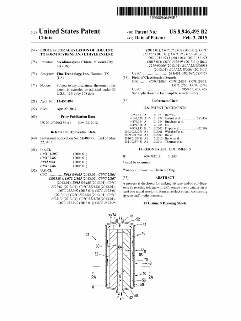 Toluene Alkylation for Styrene Production | PDF | Chemical Reactor ...