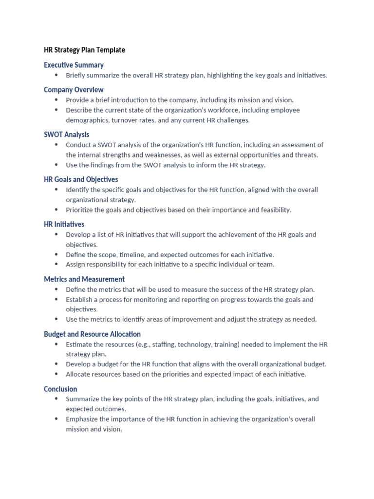 HR Strategy Plan Template | PDF