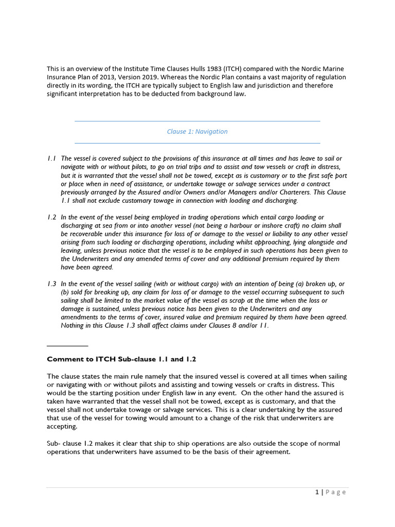NMIP vs ITCH: Insurance Clause Comparison | PDF | Insurance | Deductible