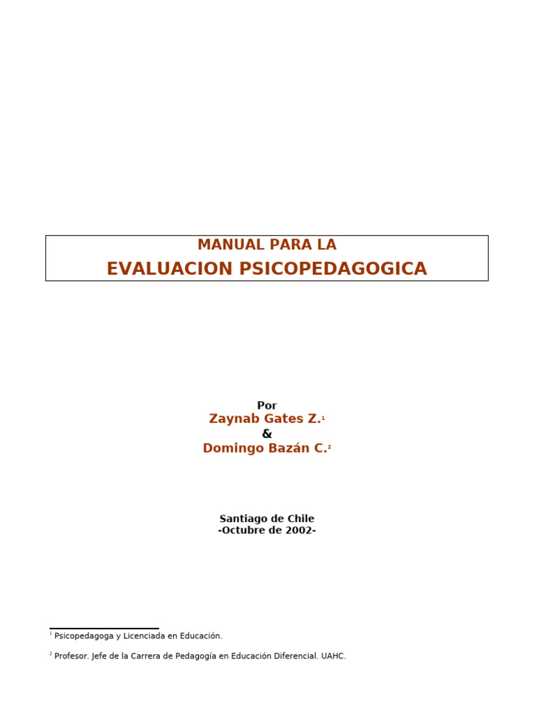 Manual de Evaluaci n Psicopedagogica Excelente (2) | PDF | Evaluación | Aprendizaje