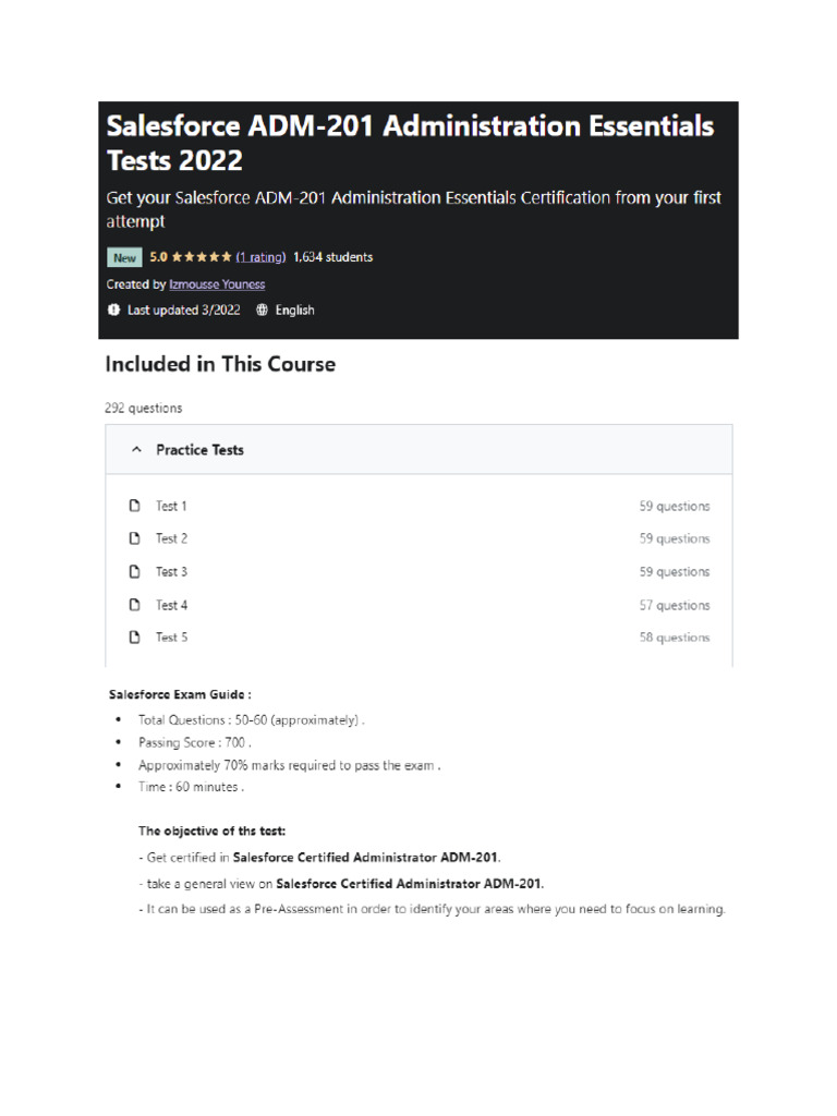 Salesforce ADM 201 - 295Q Updated March 2022 | PDF | Computing | Software