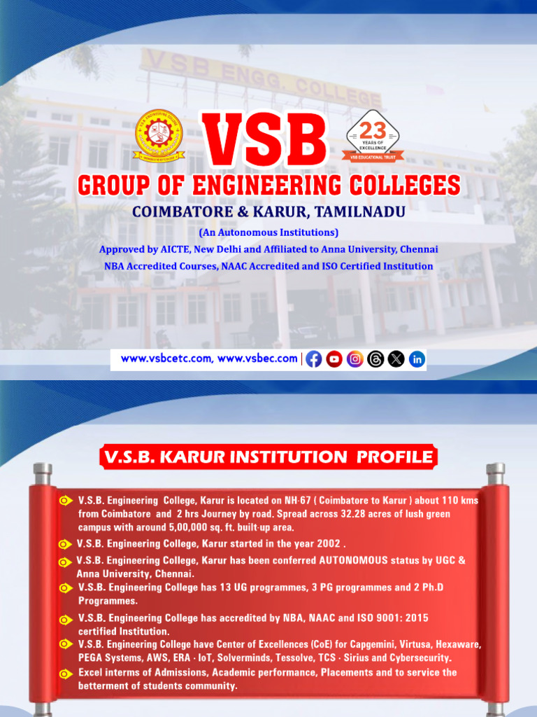 VSB Institutions - Campus Brochure 2025 Batch | PDF