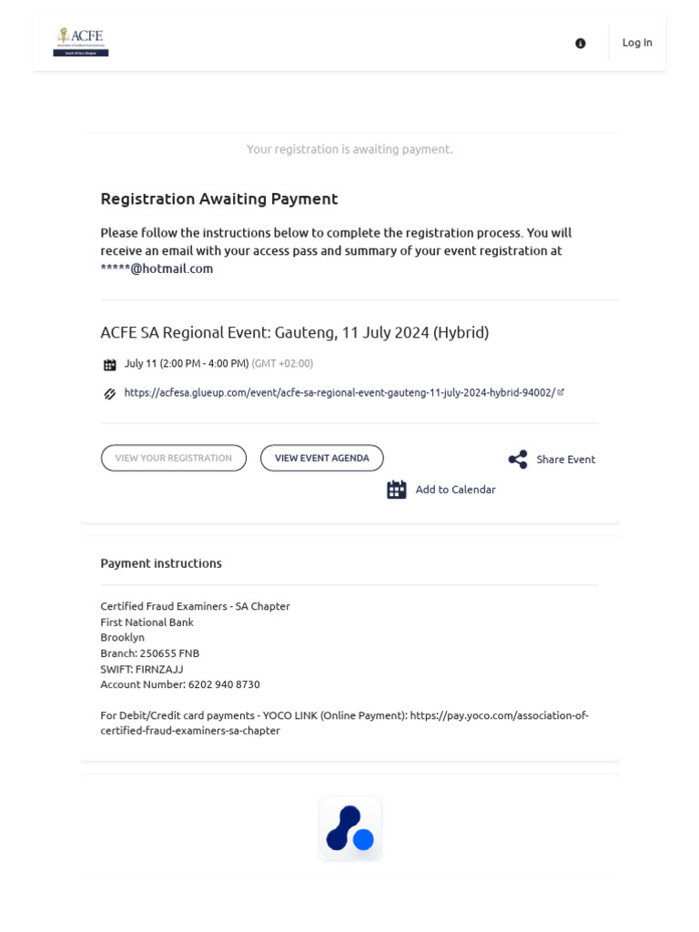 Registration ACFE SA Regional Event - Gauteng, 11 July 2024 (Hybrid ...