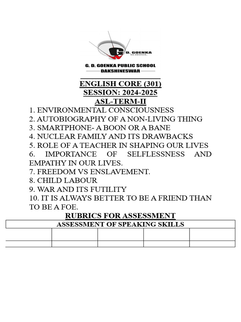 ENGLISH CORE ASL | PDF