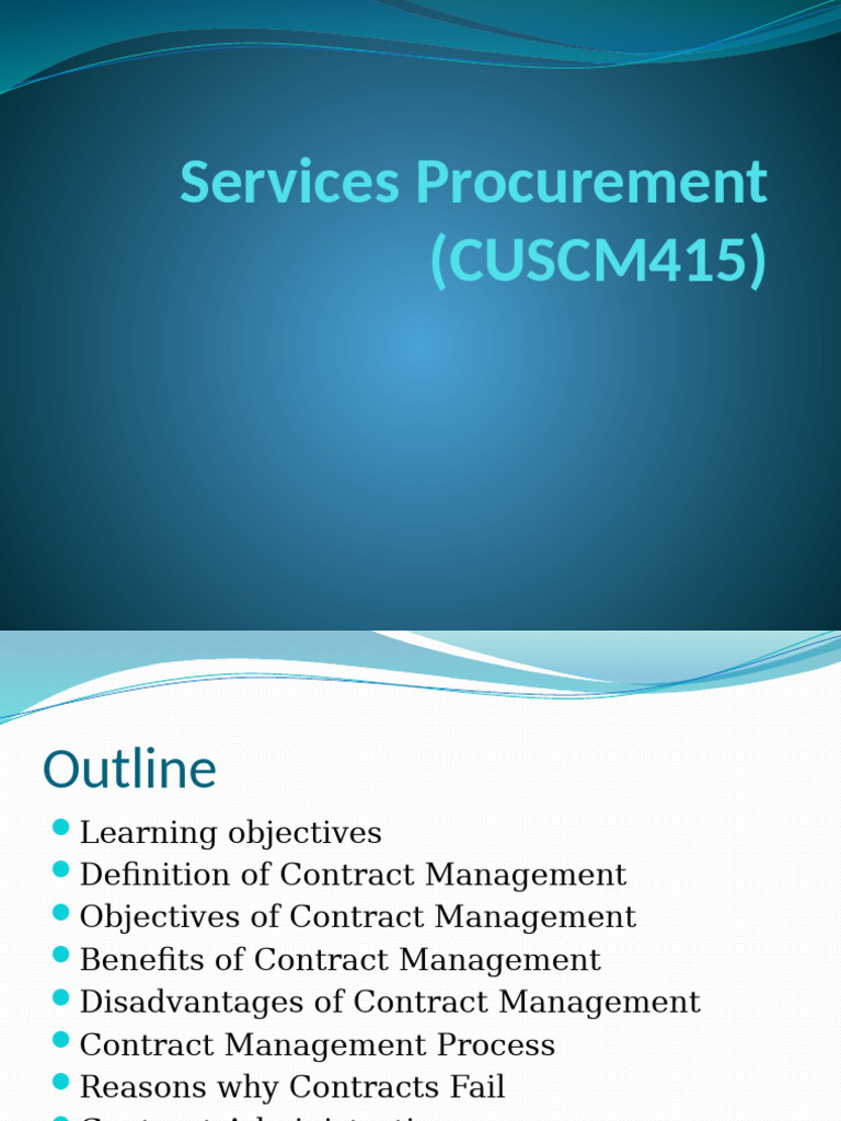 Lesson 4 Contract Management | PDF | Procurement | Supply Chain
