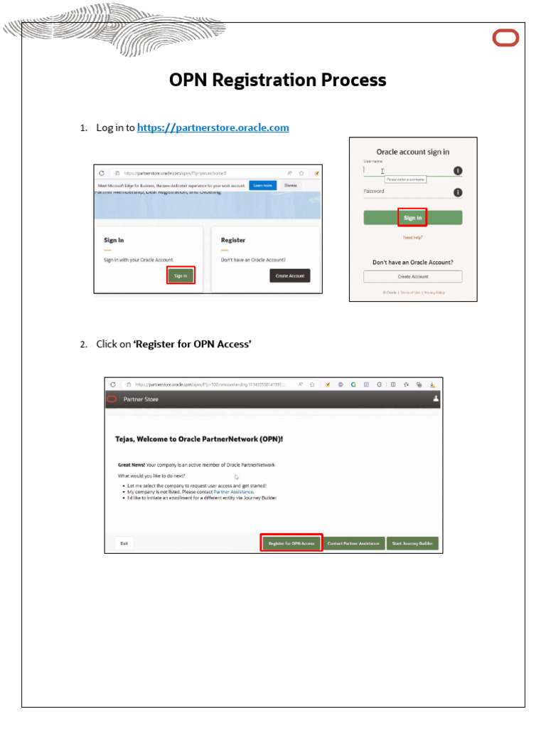 Oracle Partner Network Signup Guide | PDF