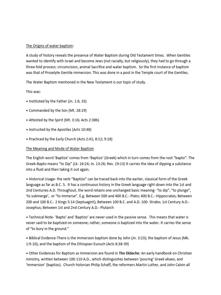 History and Significance of Water Baptism | PDF | Baptism | Salvation