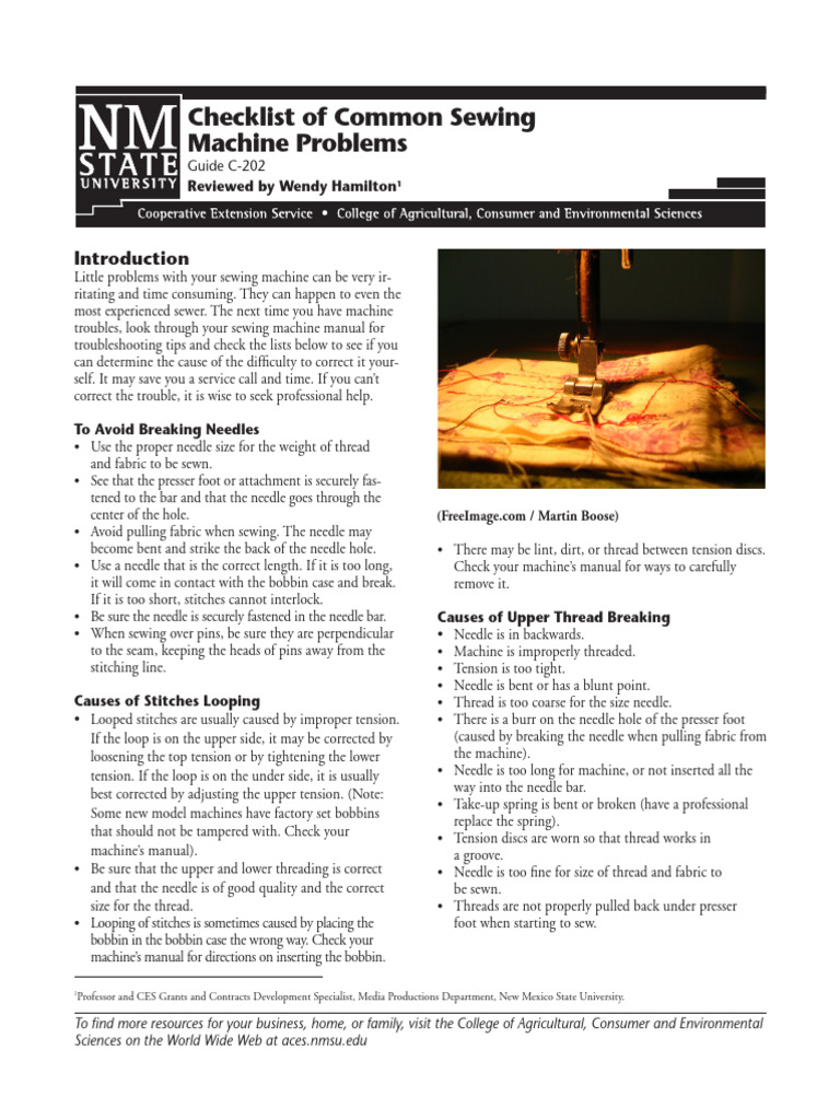 Sewing Machine Troubleshooting Guide | PDF | Sewing Machine | Sewing