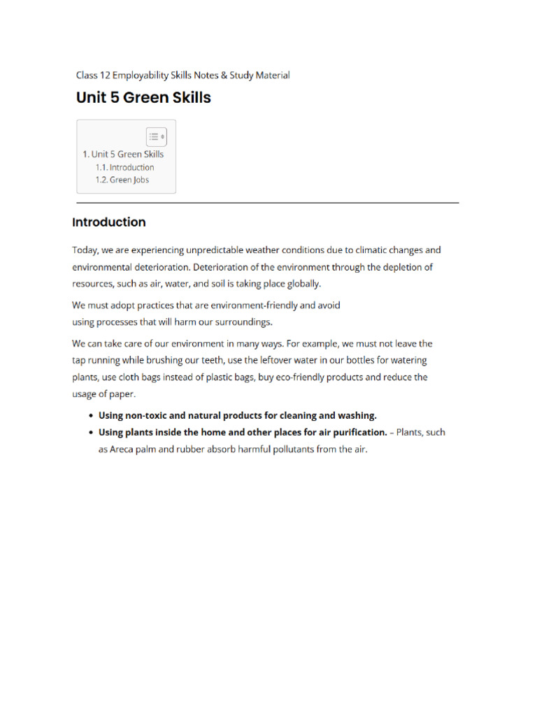 Green Skills | PDF