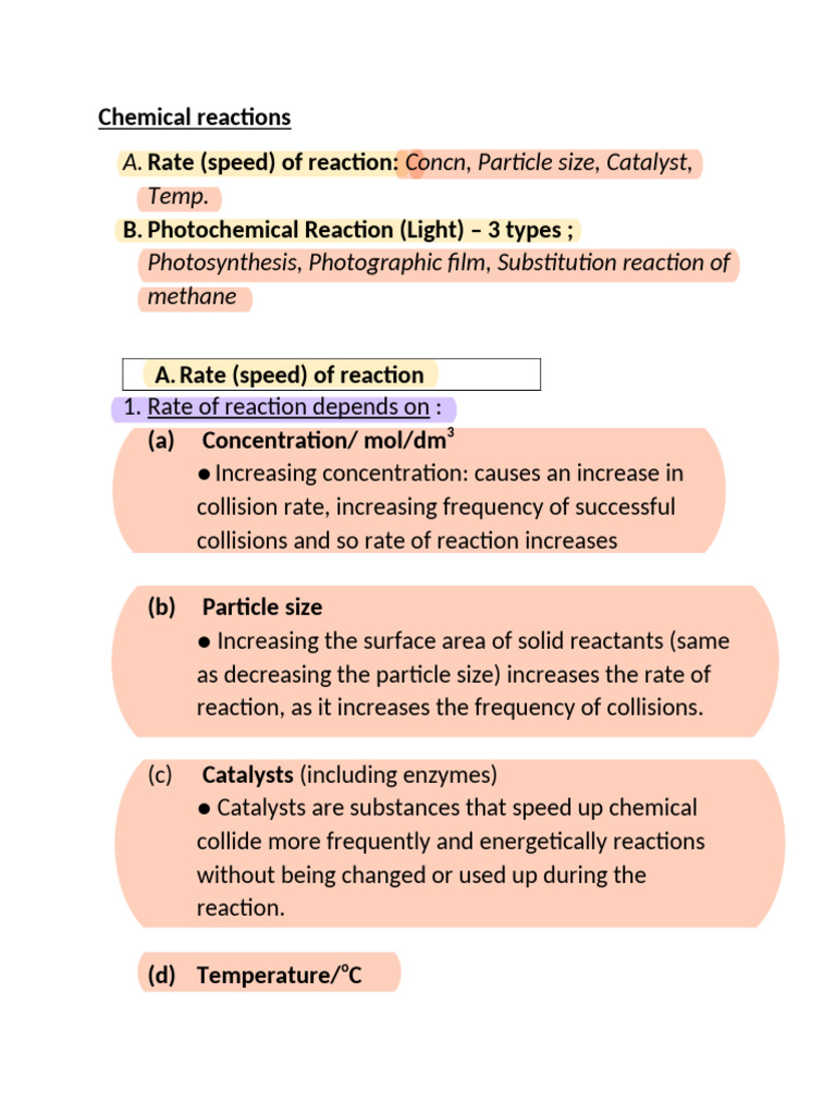 WK 21,9 June, Rate of Reactions and Light Reaction | PDF | Reaction ...