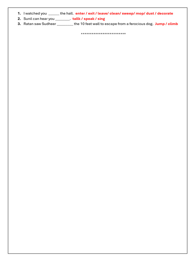 STD 7 Pt3 English Language Practice Worksheet - Answer Key | PDF