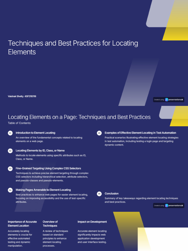 Locating Elements on a Page- Techniques and Best Practices | PDF