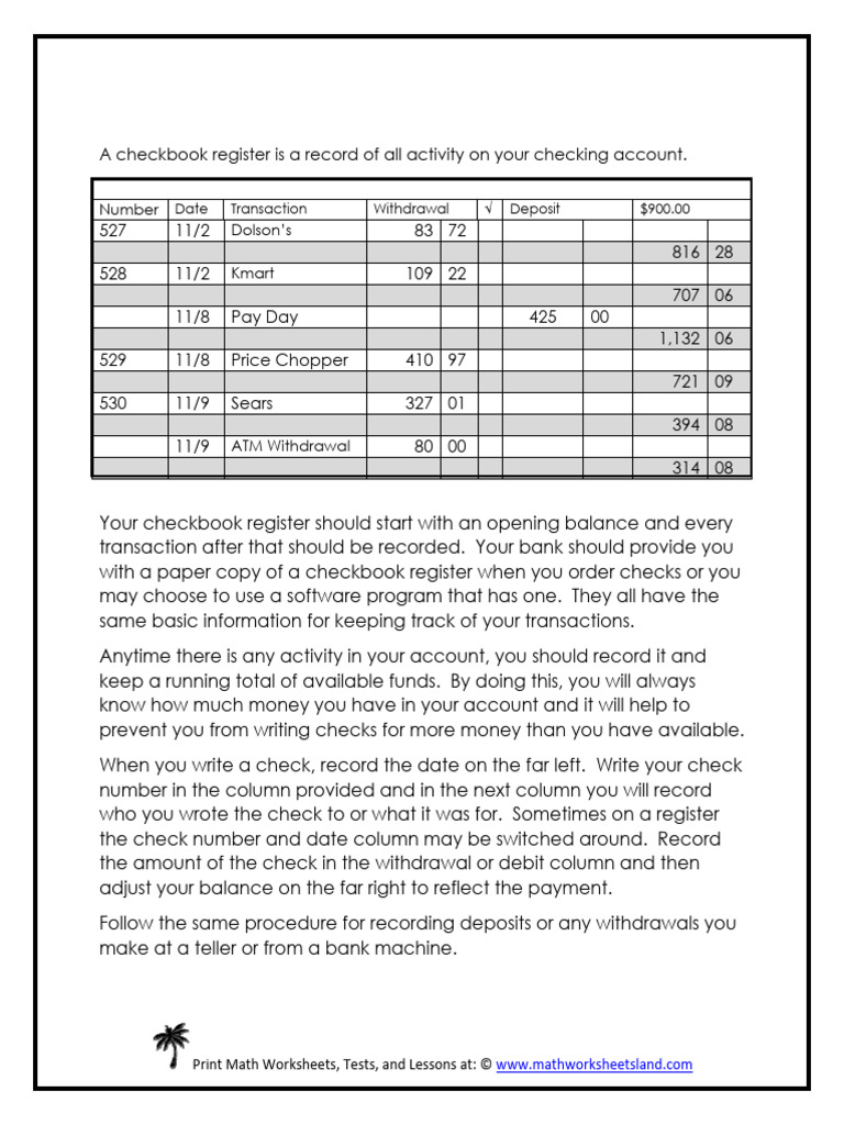 Understanding Checkbook Register Basics | PDF