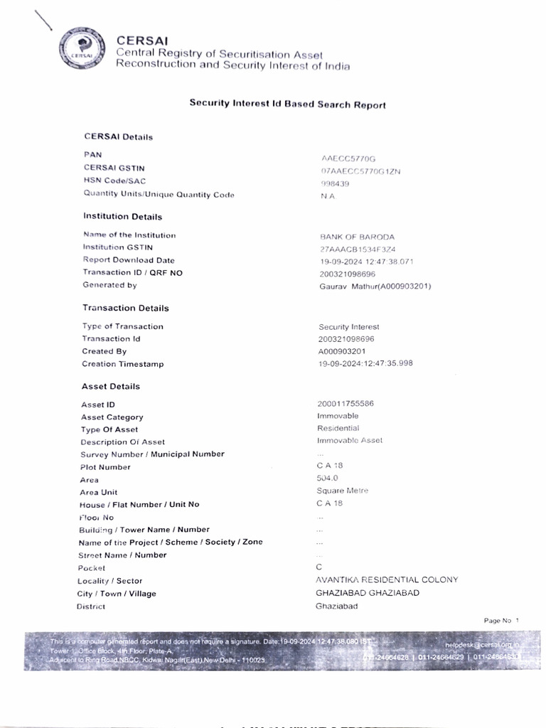 Cersai Report Prashant Buildtech | PDF