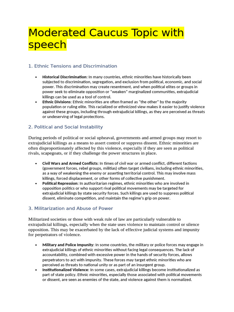 Moderated Caucus Topic With Speech | PDF | Crimes Against Humanity ...