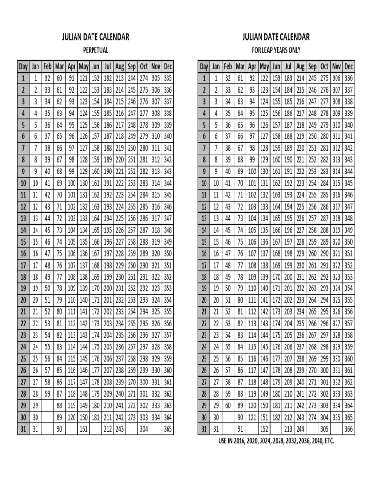 Calendrier Julien 2024 et 2025 | PDF