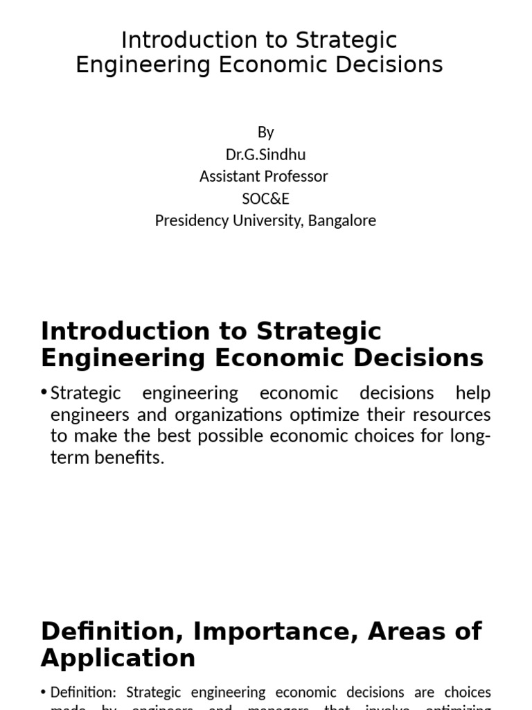 MOD1 - Introduction To Strategic Engineering Economic Decisions - Module 1 | PDF