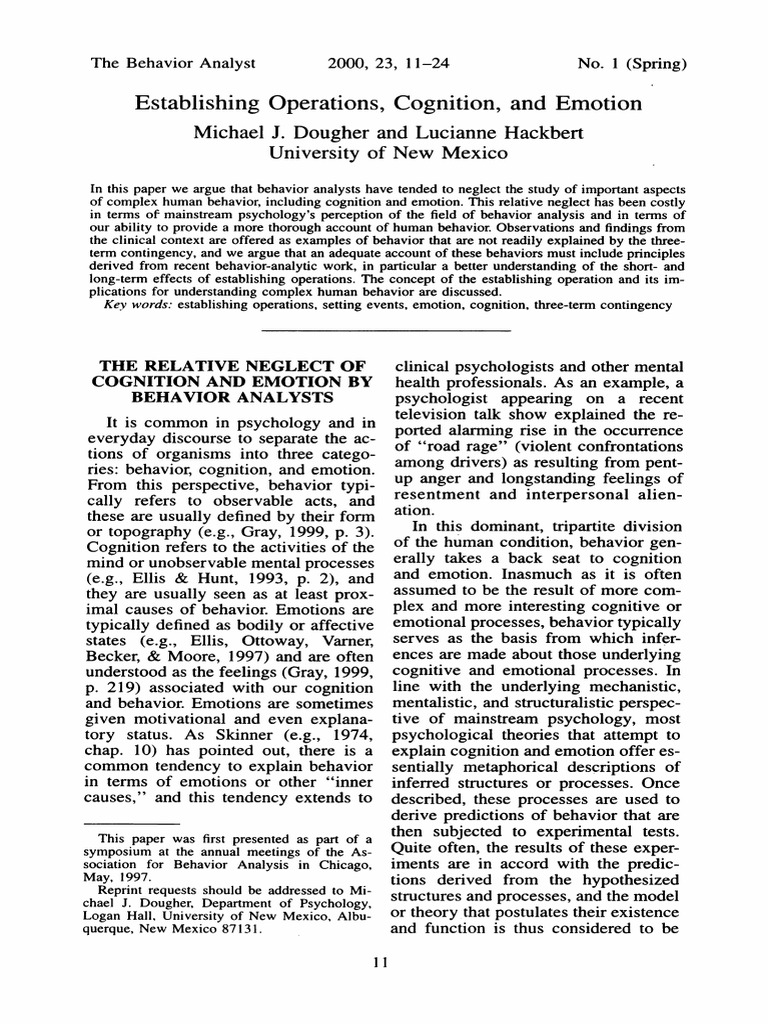 Michael Dougher | PDF | Reinforcement | Emotions