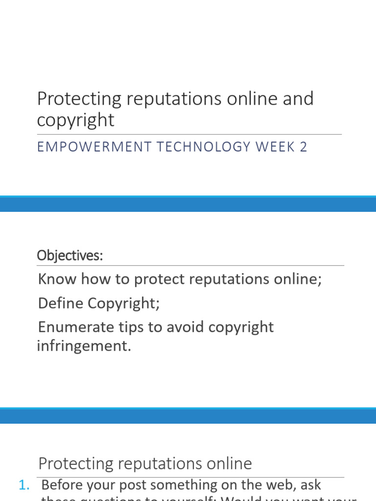 Protecting Reputations Online and Copyright | PDF | Fair Use | Copyright