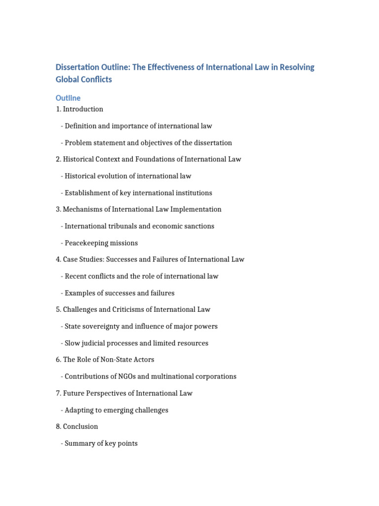 Dissertation Outline International Law | PDF