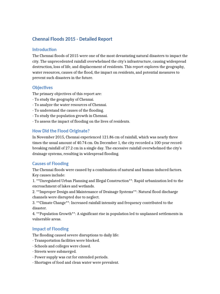 Chennai Floods 2015 Report | PDF | Flood | Infrastructure