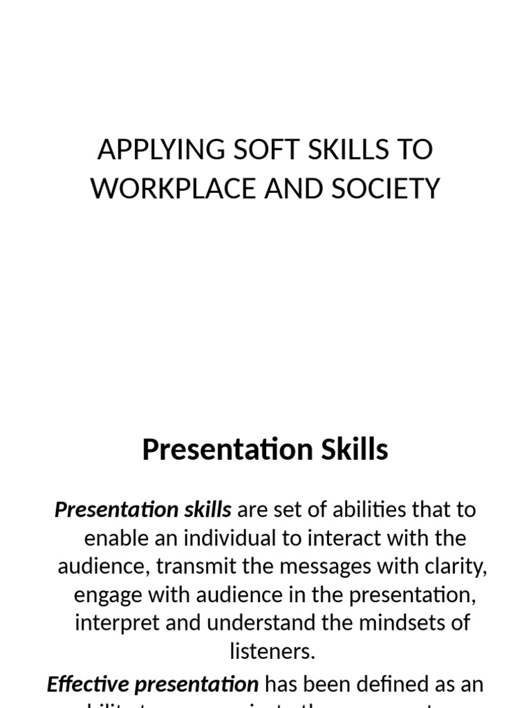 Applying Soft Skills To Workplace and Society | PDF | Motivation ...