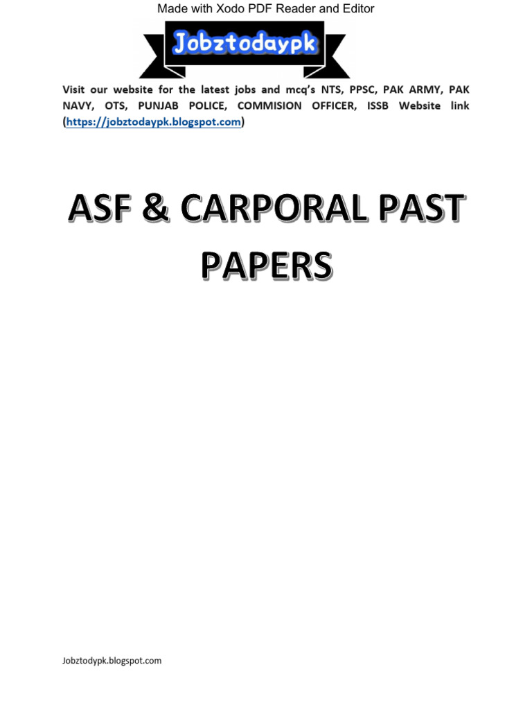ASF Carporal & Asi Past Papers | PDF ASF Carporal & Asi Past Papers | PDF
