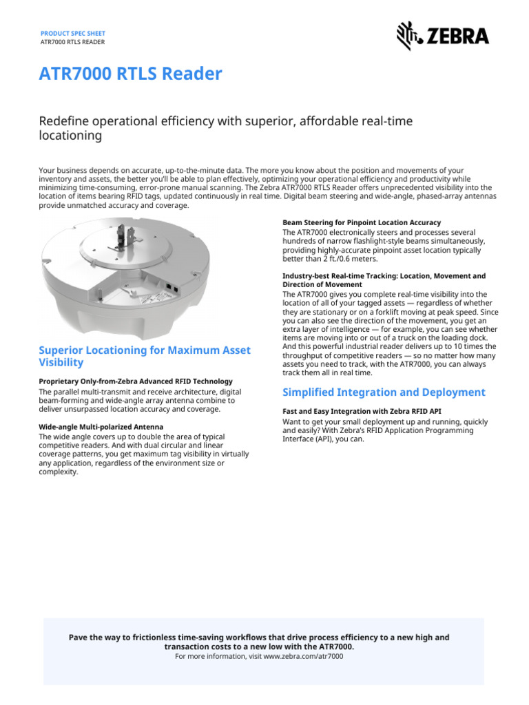 ATR7000 RTLS Reader Overview | PDF | Radio Frequency Identification ...
