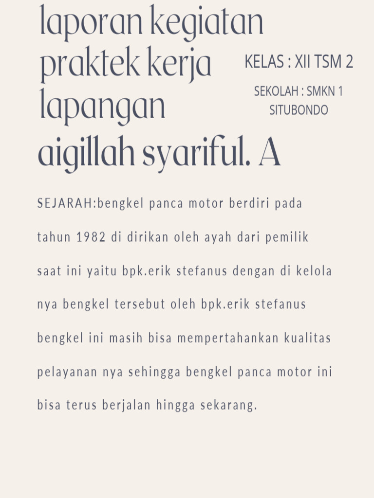 Laporan Hasil PKL Aigillah.s.a 12 TSM 2 | PDF