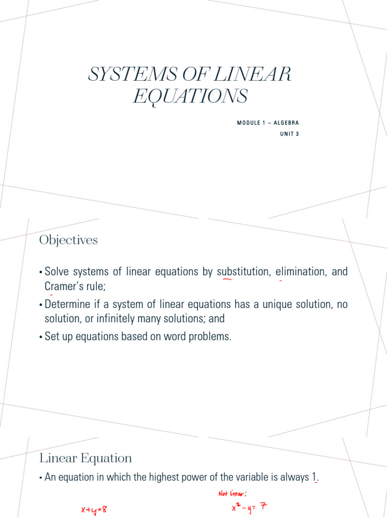 Unit 3 | PDF | Equations | System Of Linear Equations