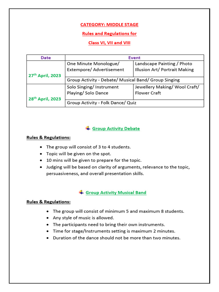 Middle Stage Group Activity Guidelines | PDF