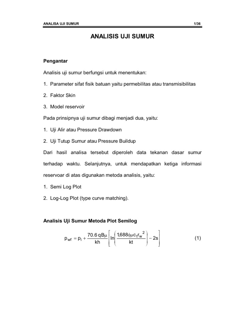 Analisis Uji Sumur | PDF | Metode & Bahan Ajar | Sains & Matematika