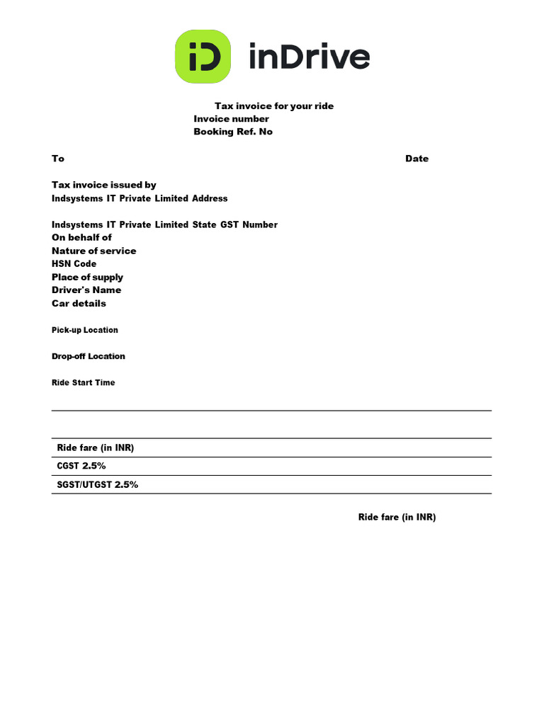 Tax Invoice for Passenger Transport Services | PDF