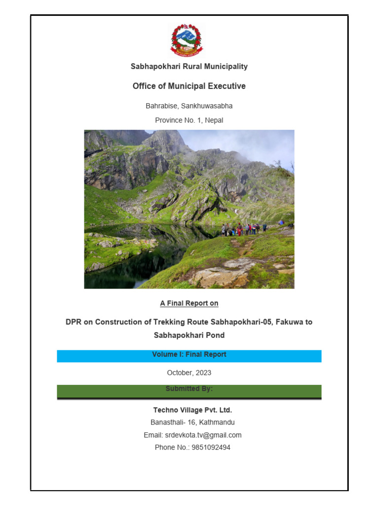 Trekking Route DPR: Sabhapokhari-05 | PDF | Environmental Impact Assessment