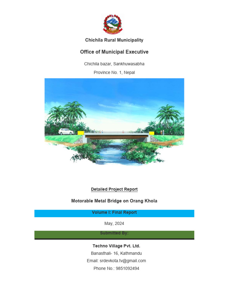 DPR for Motorable Metal Bridge, Orang Khola | PDF | Earth Sciences ...
