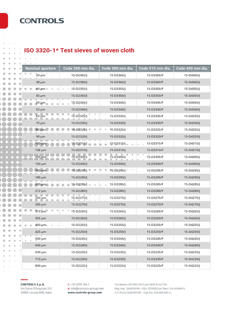 ASTM-and-EN-Sieves-and-Screen-Trays-list Si | PDF