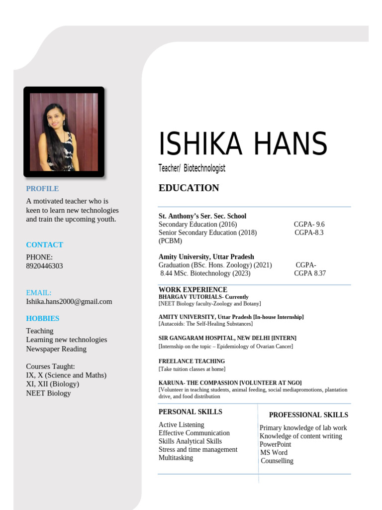 Ishika Hans Resume | PDF