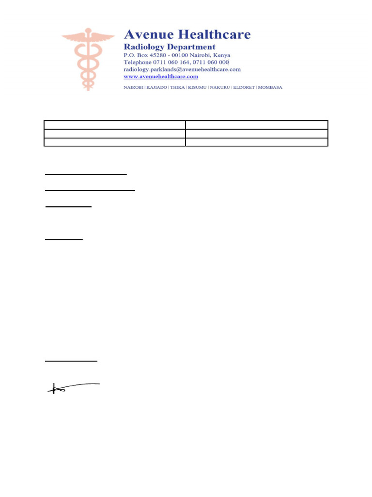 Kenneth Murimi CT Report | PDF