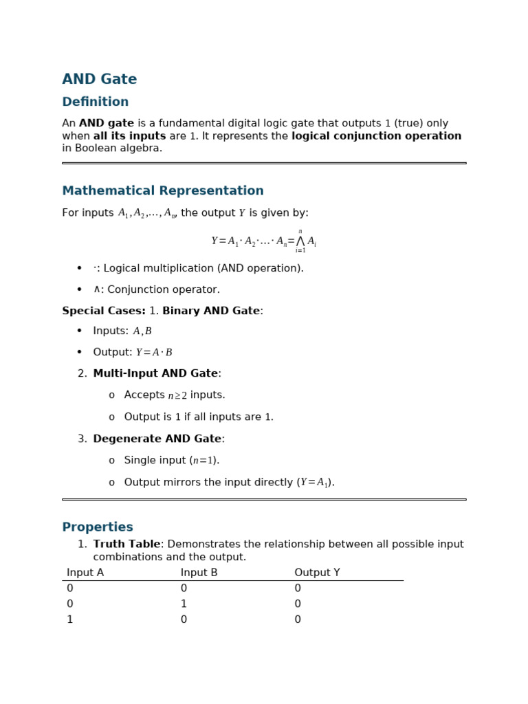 Comprehensive Analysis of AND Gate Logic, Variants, Properties, and ...