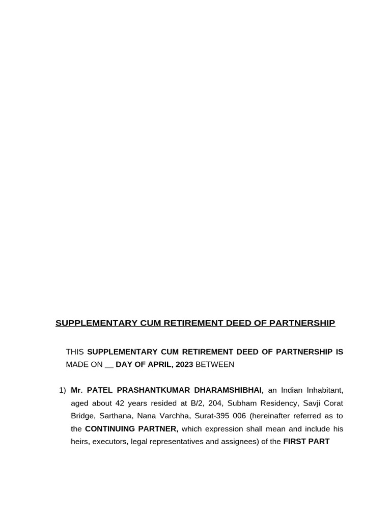 Retirement Deed-Bhumi Sonani | PDF | Partnership | Taxes