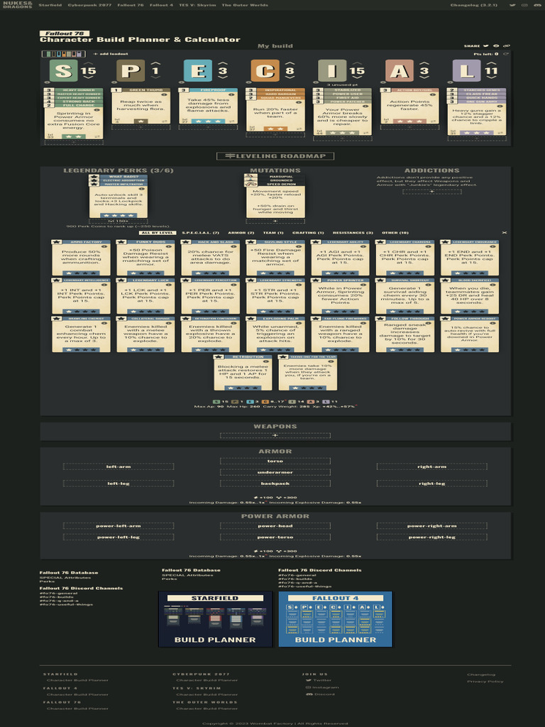 Character Build Planner Calculator Fallout 76 Nukes Dragons | PDF | Role Playing | Gaming