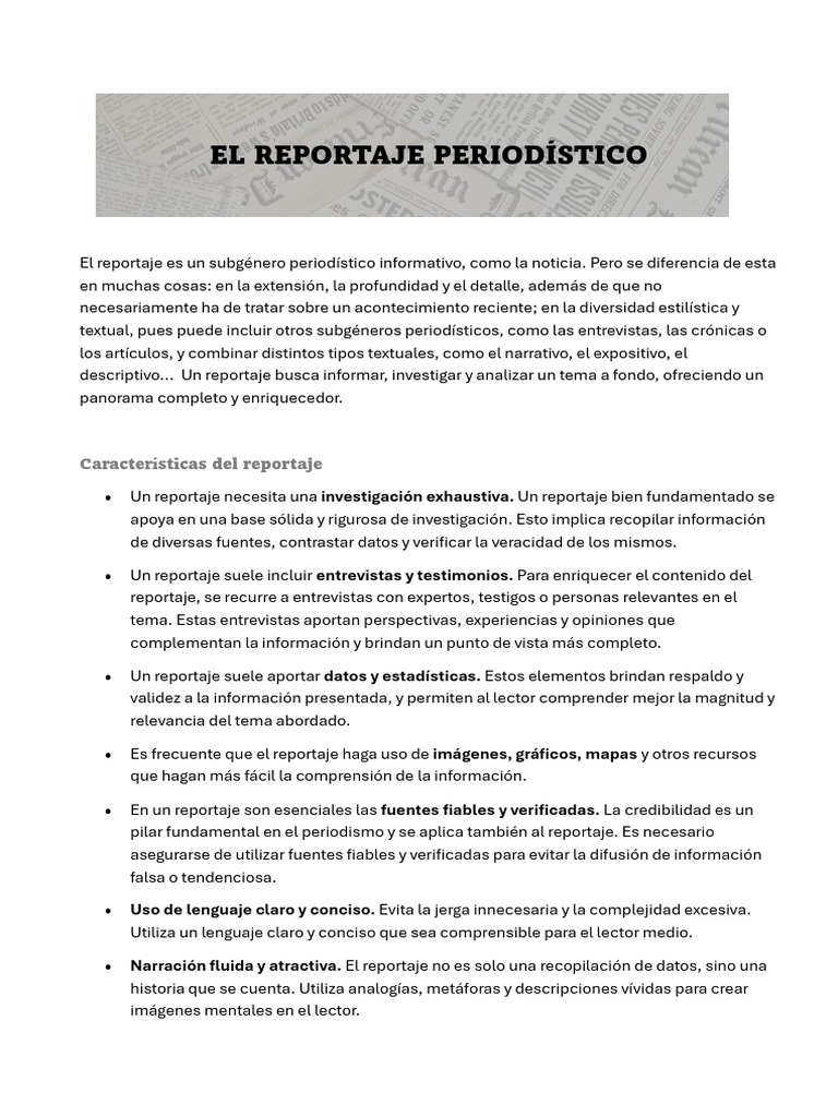 El Reportaje Periodístico | PDF