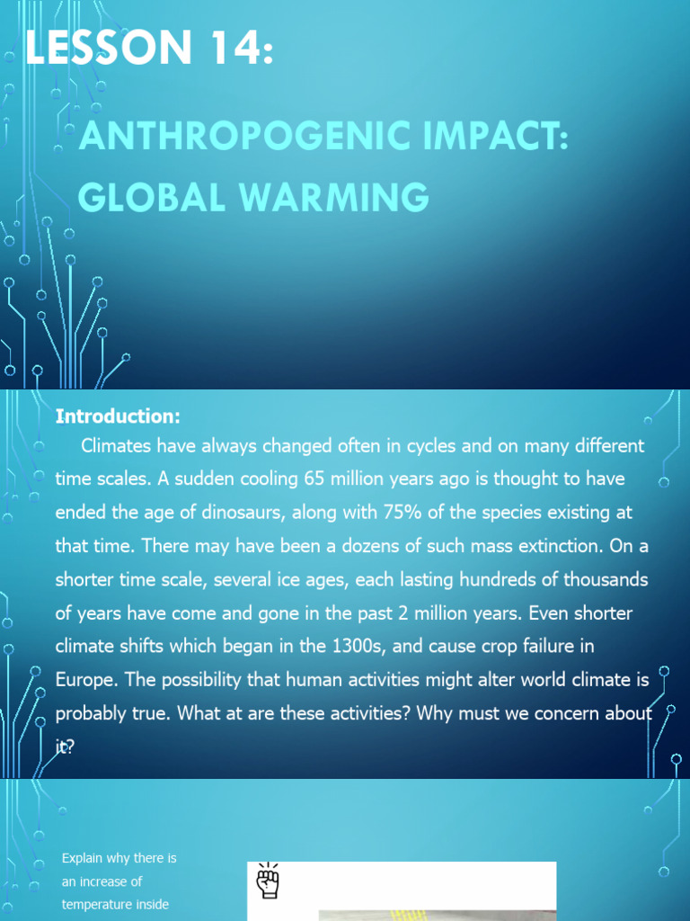 Lesson 14 Global Warming | PDF | Greenhouse Effect | Climate Change