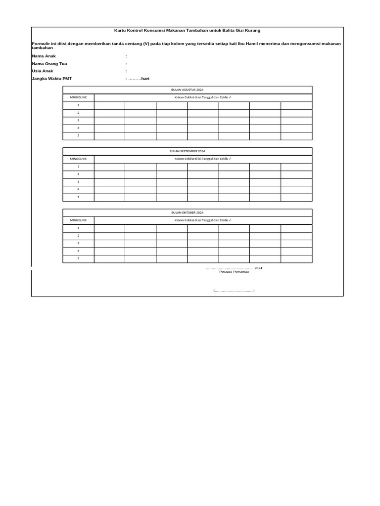 File Form Pemantauan PMT | PDF