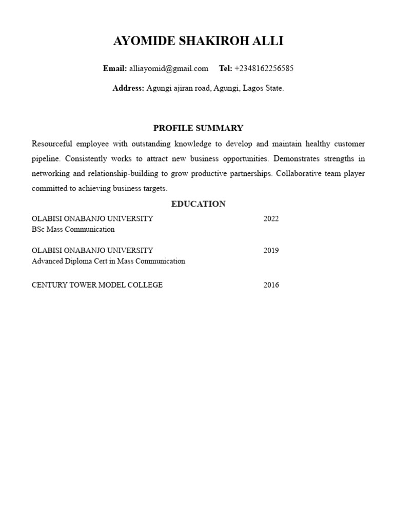 Miss Alli Shakiroh | PDF | Business